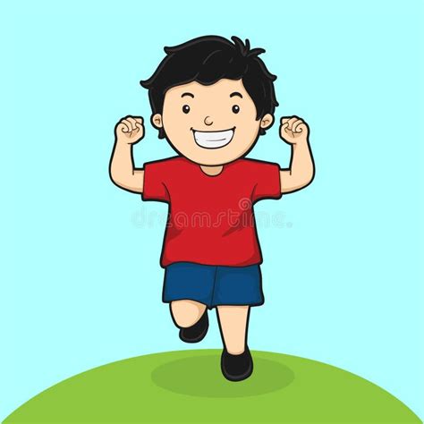 Niño Sano Emociones Positivas Sonriendo Ilustración Del Vector