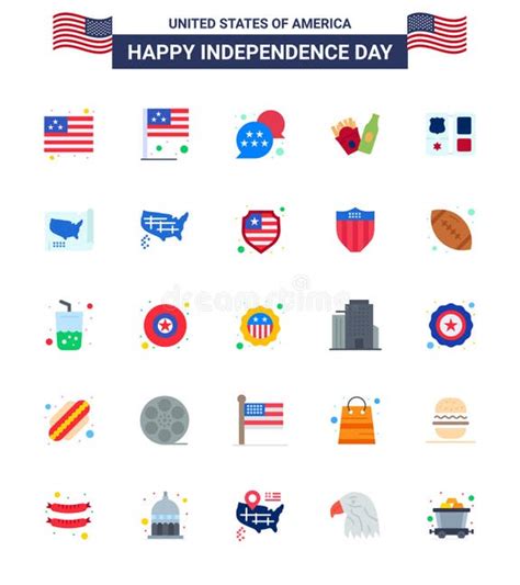 Feliz Día De La Independencia Usa Pack De 25 Pisos Creativos De Star