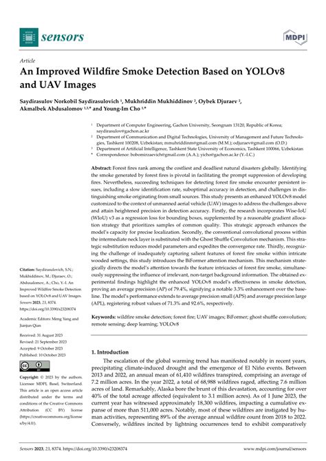 Pdf An Improved Wildfire Smoke Detection Based On Yolov And Uav Images