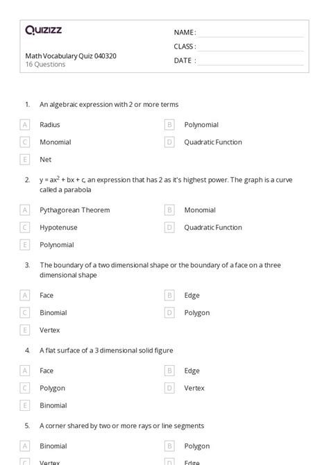 50 Binomial Theorem Worksheets For 8th Grade On Quizizz Free And Printable