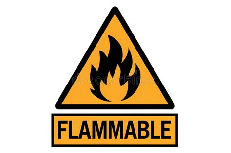 Yellow Flammable Sign With Bold Text Ensuring Safety Visibility Stock