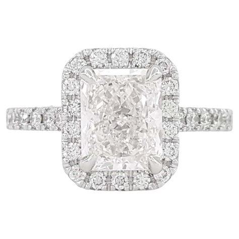 3 Carat Gia Radiant Cut Diamond Engagement Platinum Ring For Sale At