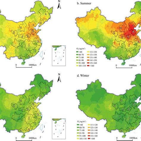 Seasonal Spatial Distribution Patterns Of Ozone Concentrations In