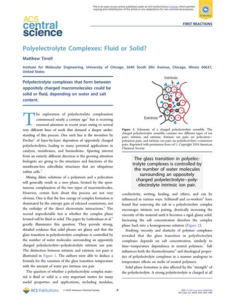 Pdf Polyelectrolyte Complexes Fluid Or Solid