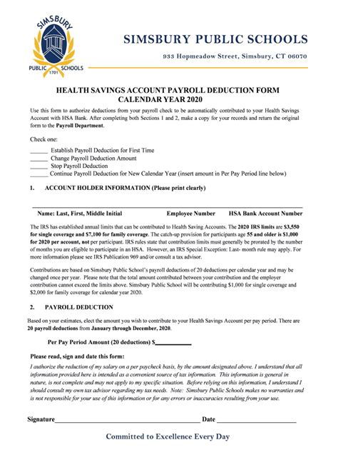 Fillable Online 2020 Hsa Payroll Deduction Election Form Sample Hsa Deduction Fax Email