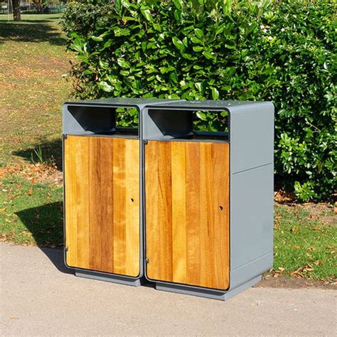 Double Iroko Wood Recycling Bin 200 Litre