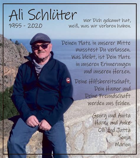 Traueranzeigen Von Ali Schlüter Trauerhnade
