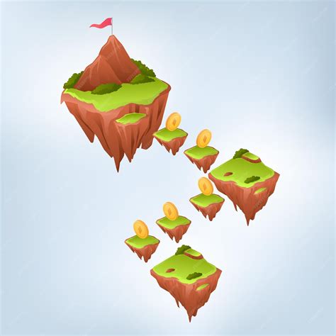Premium Vector 3d Isometric Floating Island For Game Asset With Coin