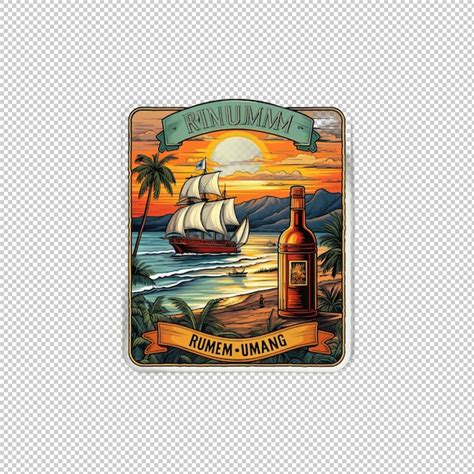 Premium Psd Sticker Logo Rum Isolated Background