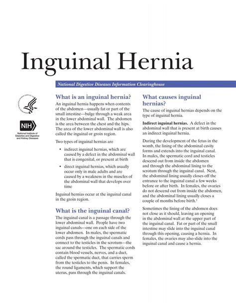 Inguinal Hernia National Digestive Diseases Information