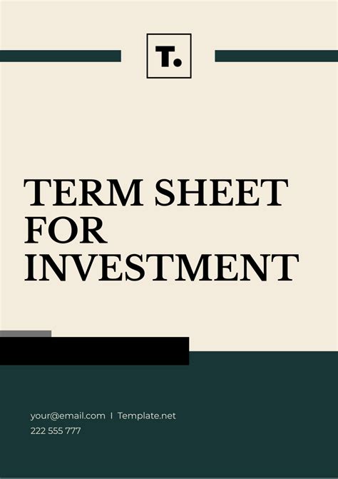 Free Term Sheet For Investment Template To Edit Online