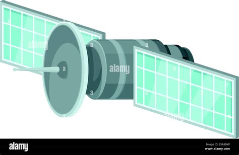 Vector Illustration Of A Stylized Cartoon Satellite With Solar Panels