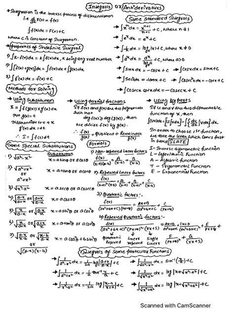 Integration Formula List Pdf Integration Formula List Pdf