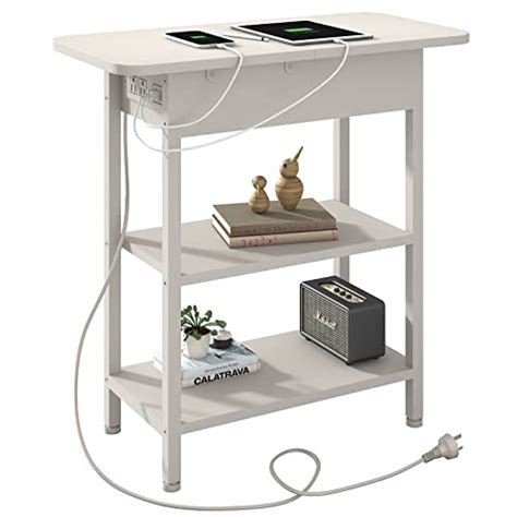 LIDYUK End Table With Charging Station Flip Top Side Table With USB Ports And Outlets