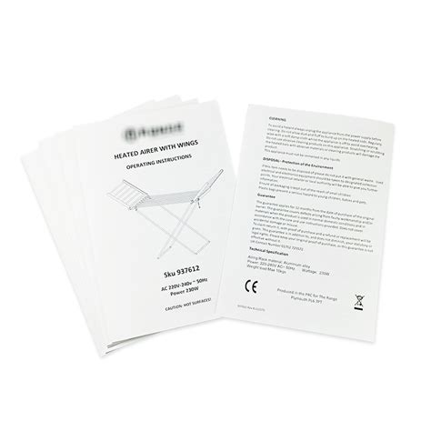 Custom High Quality Black And White Tri Fold A5 Product Instruction