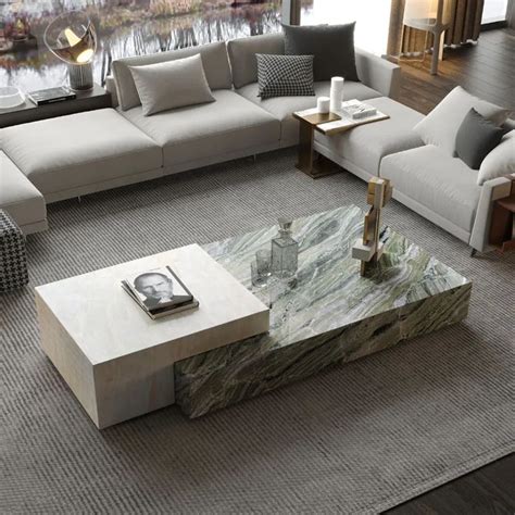 Natural Marble Coffee Table Living Room Modern Light Luxury Large Flat