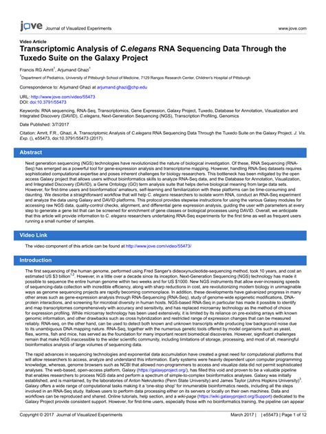 PDF Transcriptomic Analysis Of C Elegans RNA Sequencing Data Through The Tuxedo Suite On The