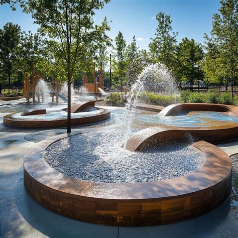 An Interactive Water Play Area With Jets Sprayers And Playful Water