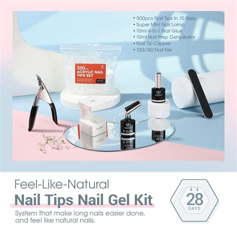 Modelones Gel X Nail Kit With 500pcs Coffin Tips 4 In 1 Nail