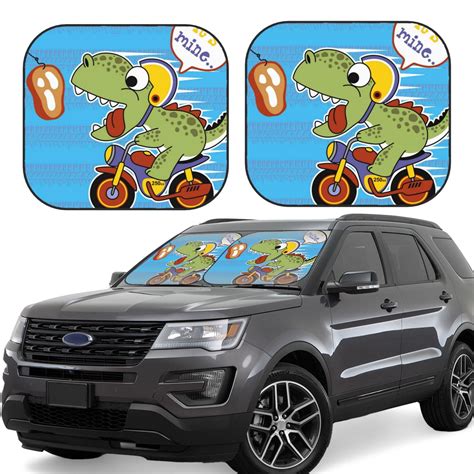 Balery 2 Piece Funny Dinosaurs Pursue A Meatdinosaur Riding A