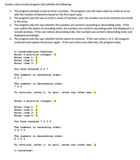 Solved Create A Java Console Program That Satisfies The
