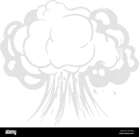 Cartoon Explosion Effect Grey Cloud Of Smoke Isolated On White