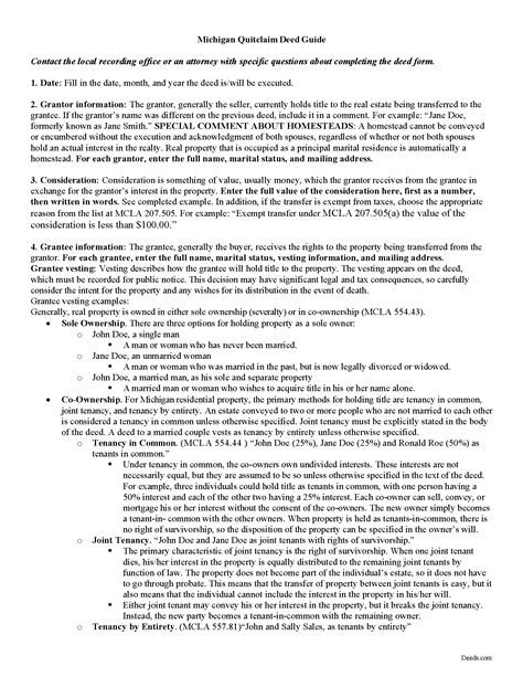 Iron County Quitclaim Deed Form Michigan Worksheets Library