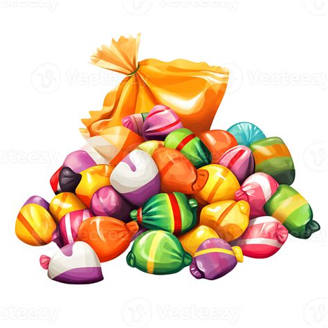 Colorful Candy Pile With Bag Perfect For Sweet Treats And Celebrations