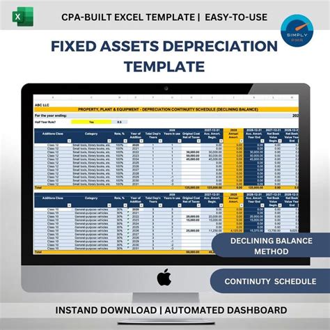 Fixed Assets Continuity Depreciation Schedule Excel Template