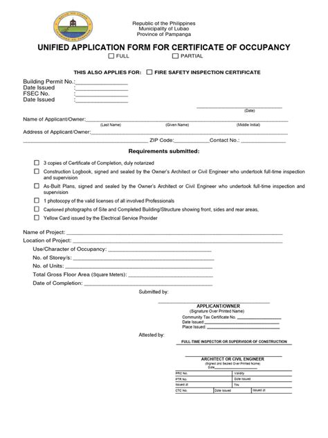 Bldg Permit And Occupancy Forms Pdf