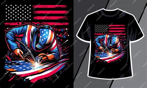 Premium Vector Welder Welding Vintage Usa American Flag Vector