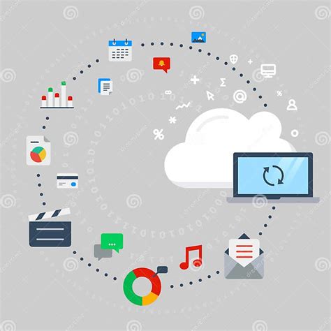 Concept For Cloud Computing Data Transfer And Synchronization Stock