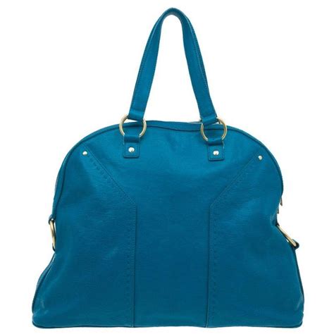 Saint Laurent Paris Turquoise Blue Leather Oversize Muse Tote At 1stdibs