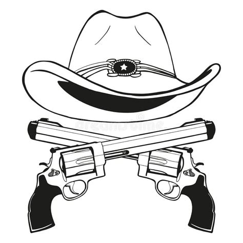Crossed Six Shooters Drawing