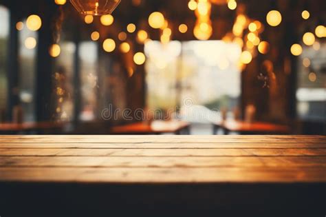 Restaurant Or Cafe Interior With Vintage Bokeh Lights Ideal For Display Stock Illustration