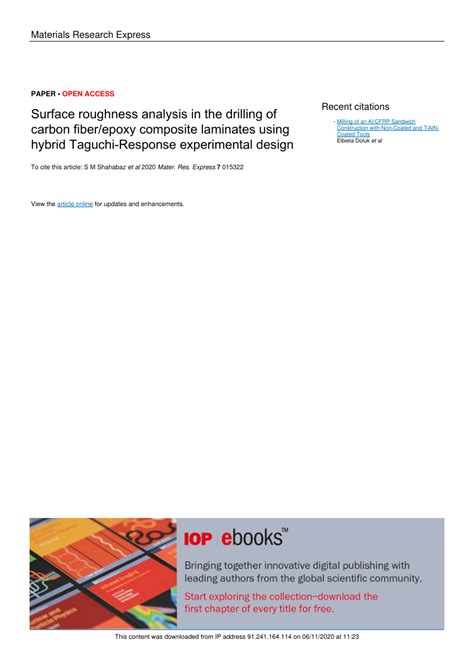 Pdf Surface Roughness Analysis In The Drilling Of Carbon Fiber Epoxy Composite Laminates Using