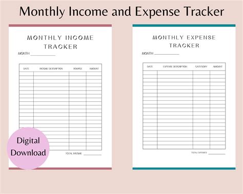 Expense Tracker Printable Template Printable New Year Banners