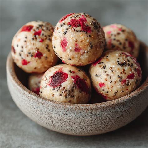 Strawberry Shortcake Energy Bites Meatydelights