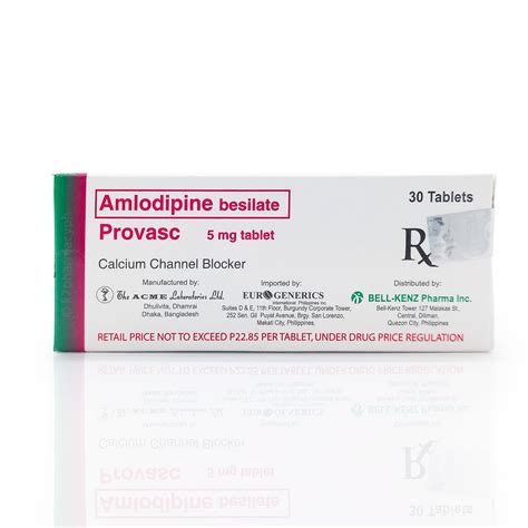 All Provasc Amlodipine 5mg Tablets