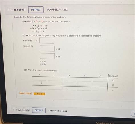 Solved Consider The Following Linear Programming Problem
