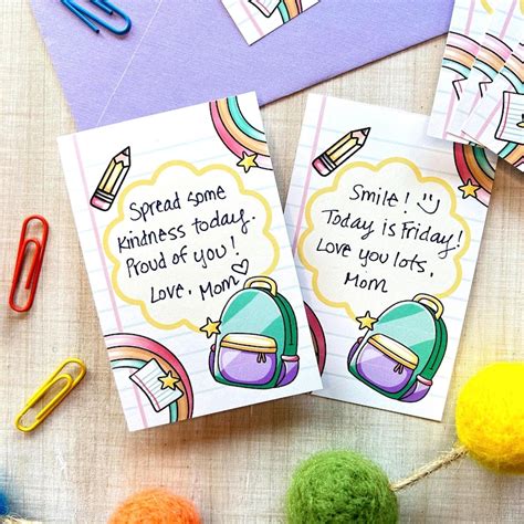 Printable School Note Cards Note Tofrom The Teacher Affirmations