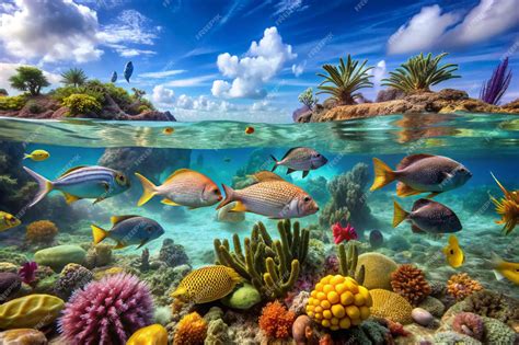 Caribbean Sea Life Underwater Scene With Marine Life Of The Caribbean