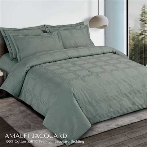 Malako Amalfi Olive Green Jacquard King Size Bedding Set 550 Tc