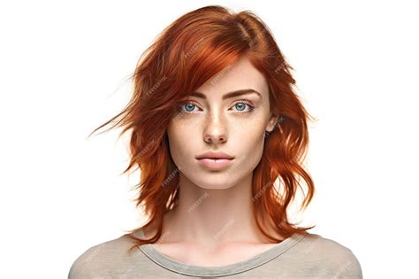 Premium Photo Portrait Of A Beautiful Young Woman With Red Hair On