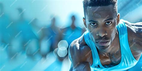 Premium Photo Ready To Conquer Confident Male Sprinter In Starting