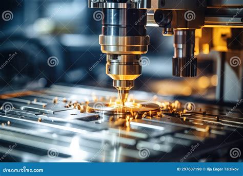 Close Up Of Advanced Metalworking Laser Cnc Milling Machine For