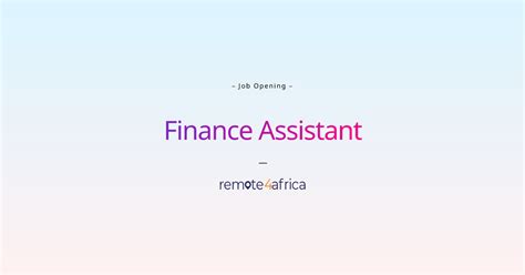 Remote Finance Assistant Job At Human Resource Services Company Remote4africa