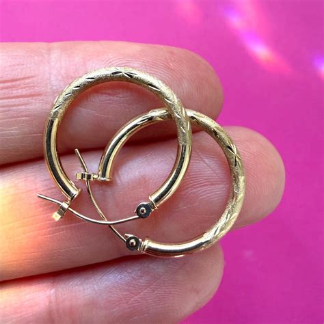 Vintage 14ct Gold Starburst Hoop Earrings Lightweight Celestial Hoops
