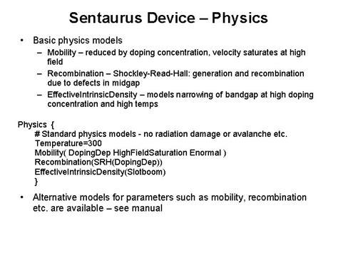 Introduction To Sentaurus TCAD David Pennicard University Of
