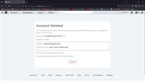 I Got A Permanent Ban On A 1 Year Old Account With Robux For Something